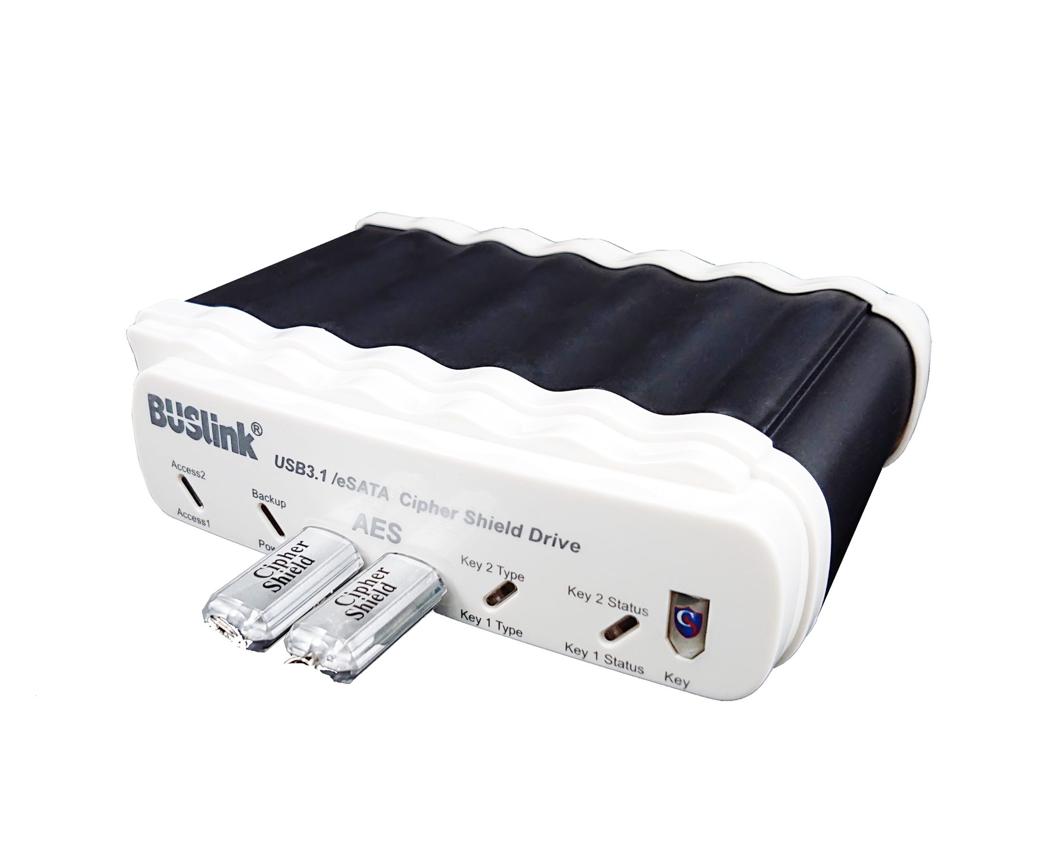 2FA Dual Keys SSD CipherShield USB-C 3.2 Gen 2/eSATA USB-Powered 512 ...